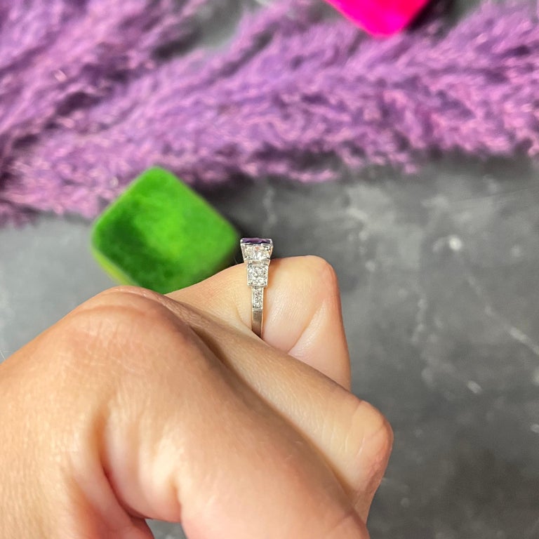 Art Deco 2.15 Carats Sapphire Diamond Platinum Five Stone Engagement ...