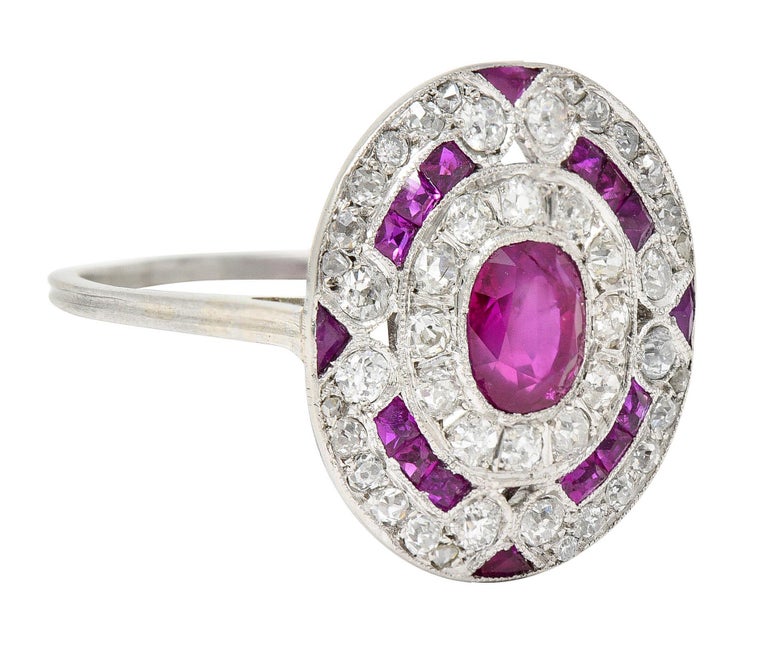 Art Deco 2.45 Carats Diamond Ruby Platinum Dinner Ring For Sale at 1stDibs