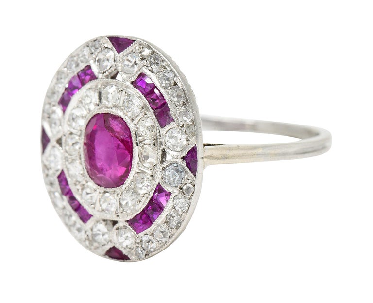 Art Deco 2.45 Carats Diamond Ruby Platinum Dinner Ring For Sale at 1stDibs