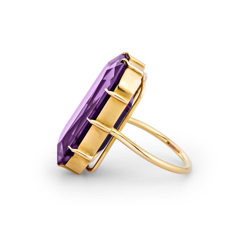 Art Deco 28.05 Amethyst Gold Statement Ring For Sale at 1stDibs | men's ...
