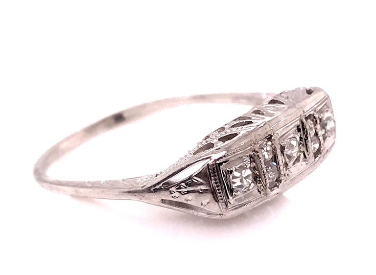 Art Deco 3 Stone Diamond Engagement Cocktail Ring .25ct 18k Antique ...