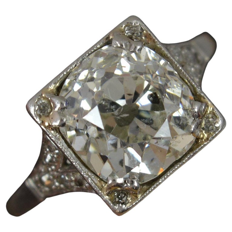 Art Deco 3.05ct Old Cut Diamond and Platinum Solitaire Engagement Ring ...