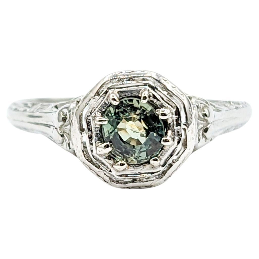 Art Deco Antique Natural Color Change Alexandrite Ring in 14K Two-Tone ...