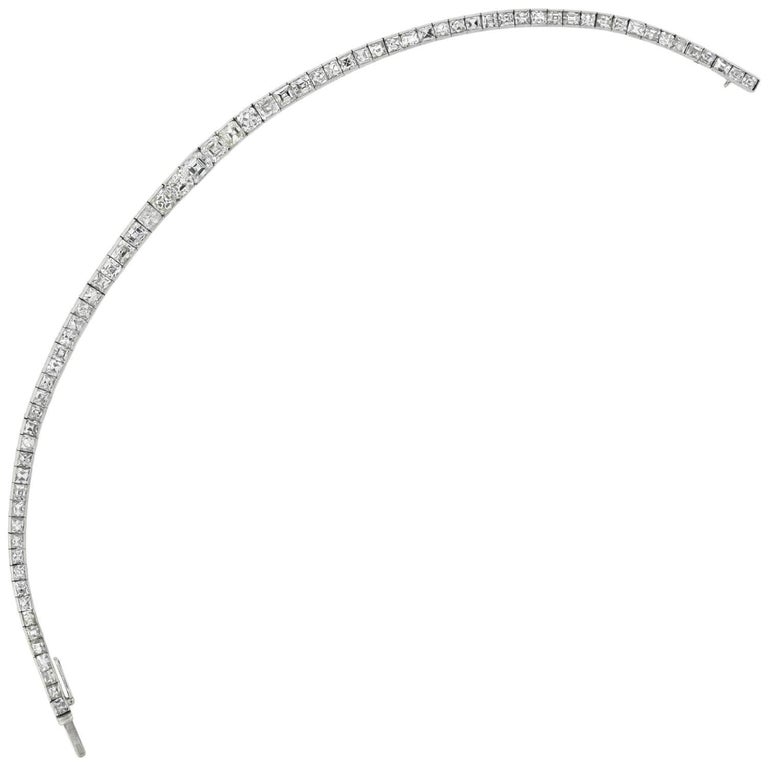 Art Deco 6.00 Total Carat Mixed Square Step Cut Diamond Link Line ...