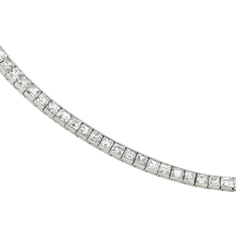 Art Deco 6.00 Total Carat Mixed Square Step Cut Diamond Link Line ...