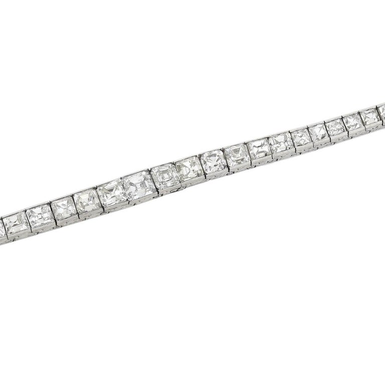 Art Deco 6.00 Total Carat Mixed Square Step Cut Diamond Link Line ...
