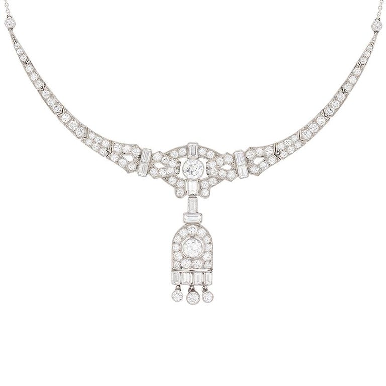 Art Deco 6.60 Carat Transitional Cut Diamond Necklace, circa 1920s at ...