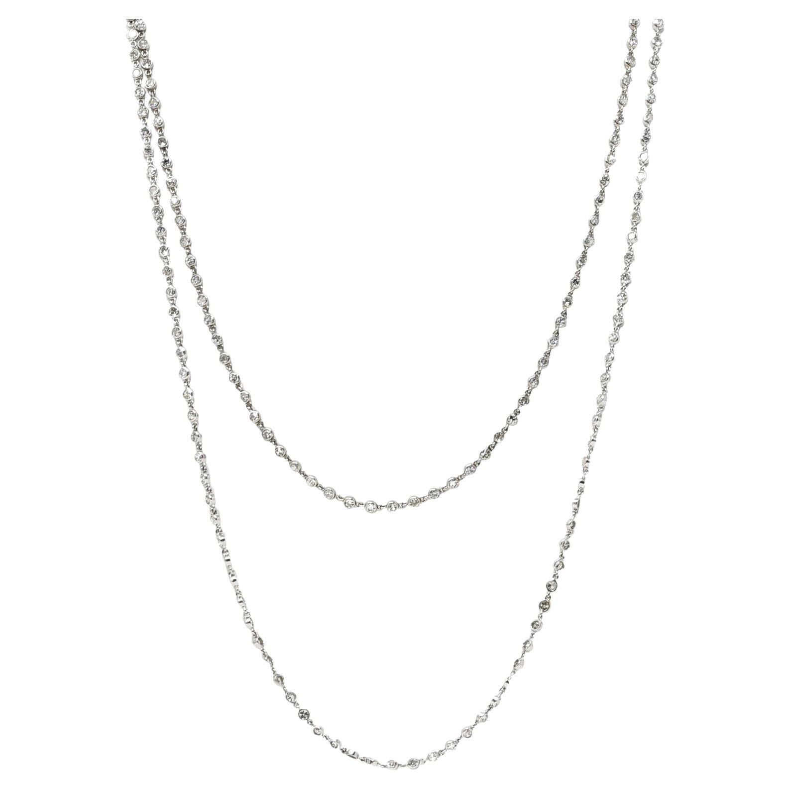 Platinum Marquise Dripping Diamond Petite Link Chain Necklace For Sale ...