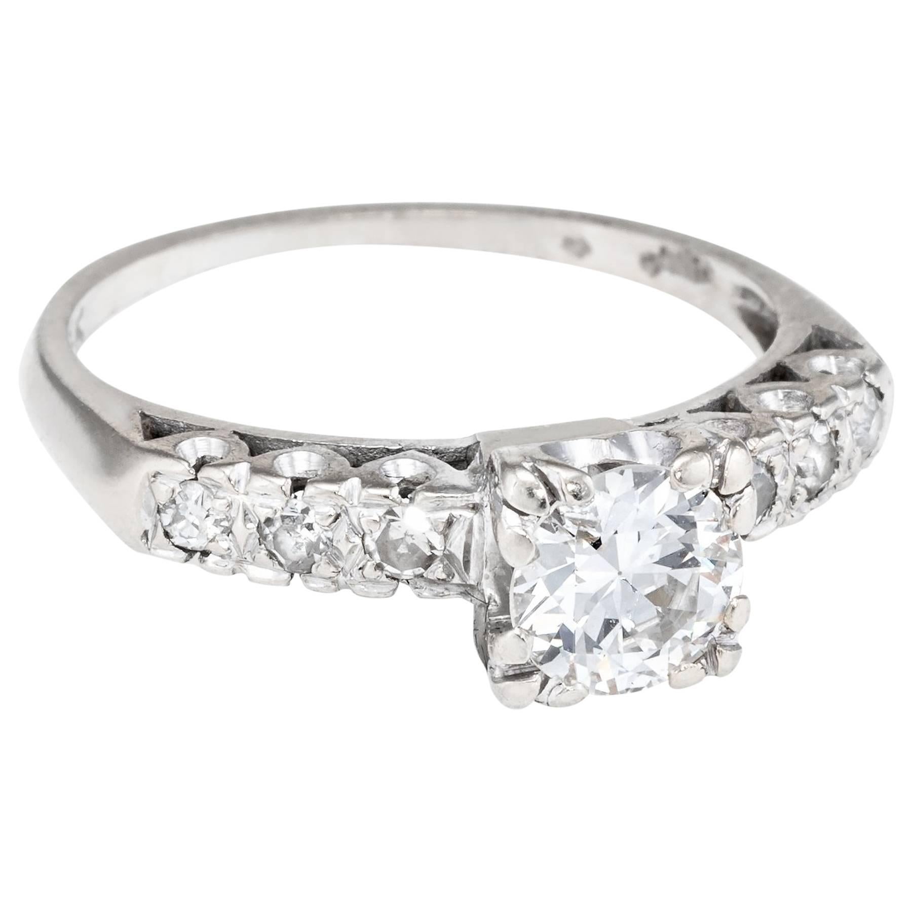 1930s Art Deco GIA Certified .93 Carat Diamond Engagement Ring For Sale ...