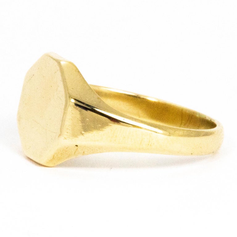 Art Deco 9 Carat Gold Hexagonal Signet Ring at 1stDibs