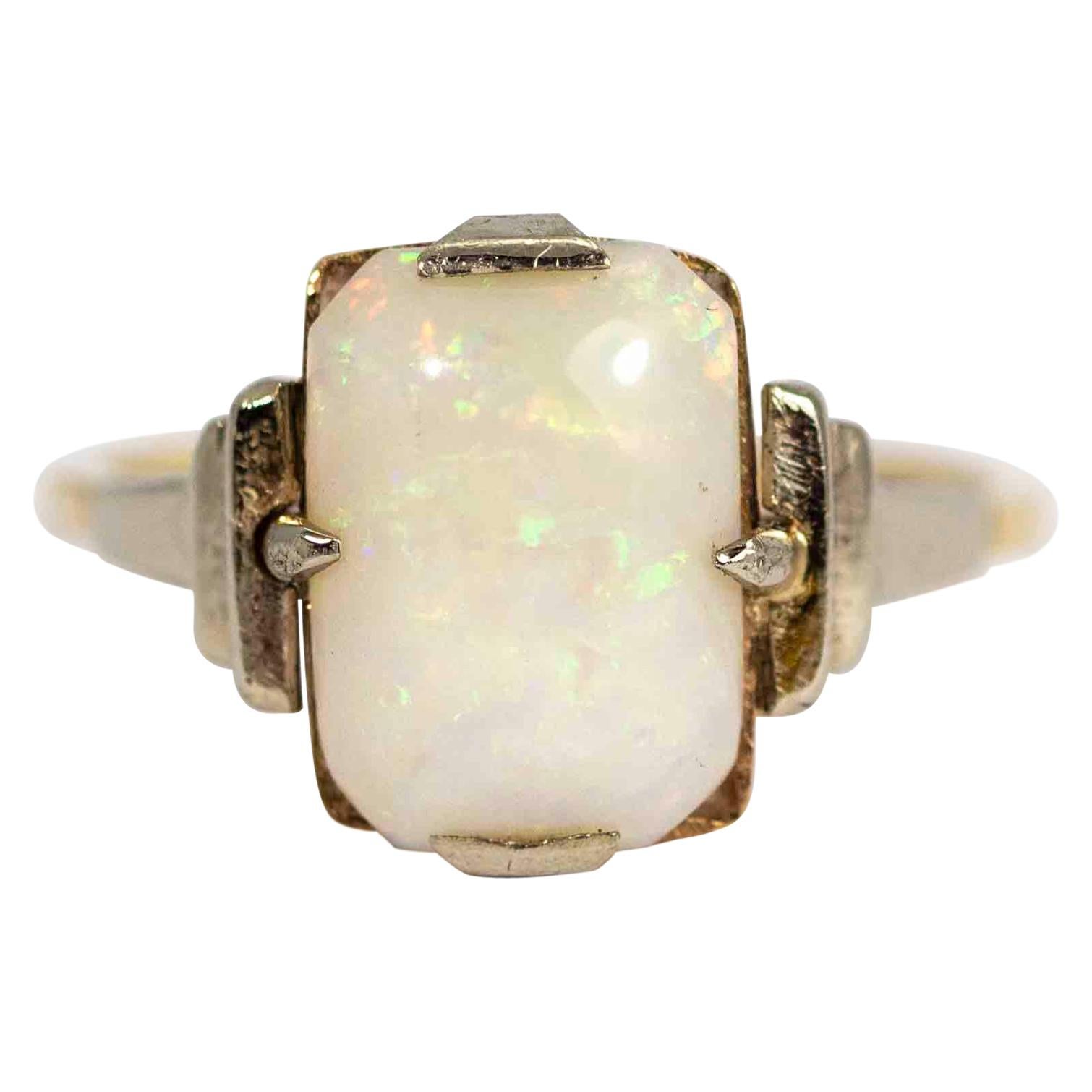 Art Deco 9 Carat Gold Opal Ring at 1stDibs