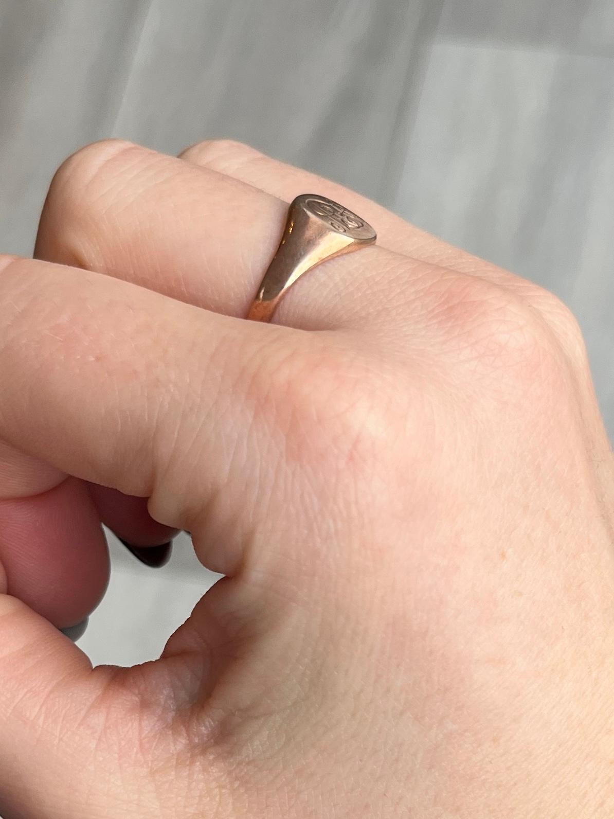 Art Deco 9 Carat Rose Gold Signet Ring at 1stDibs