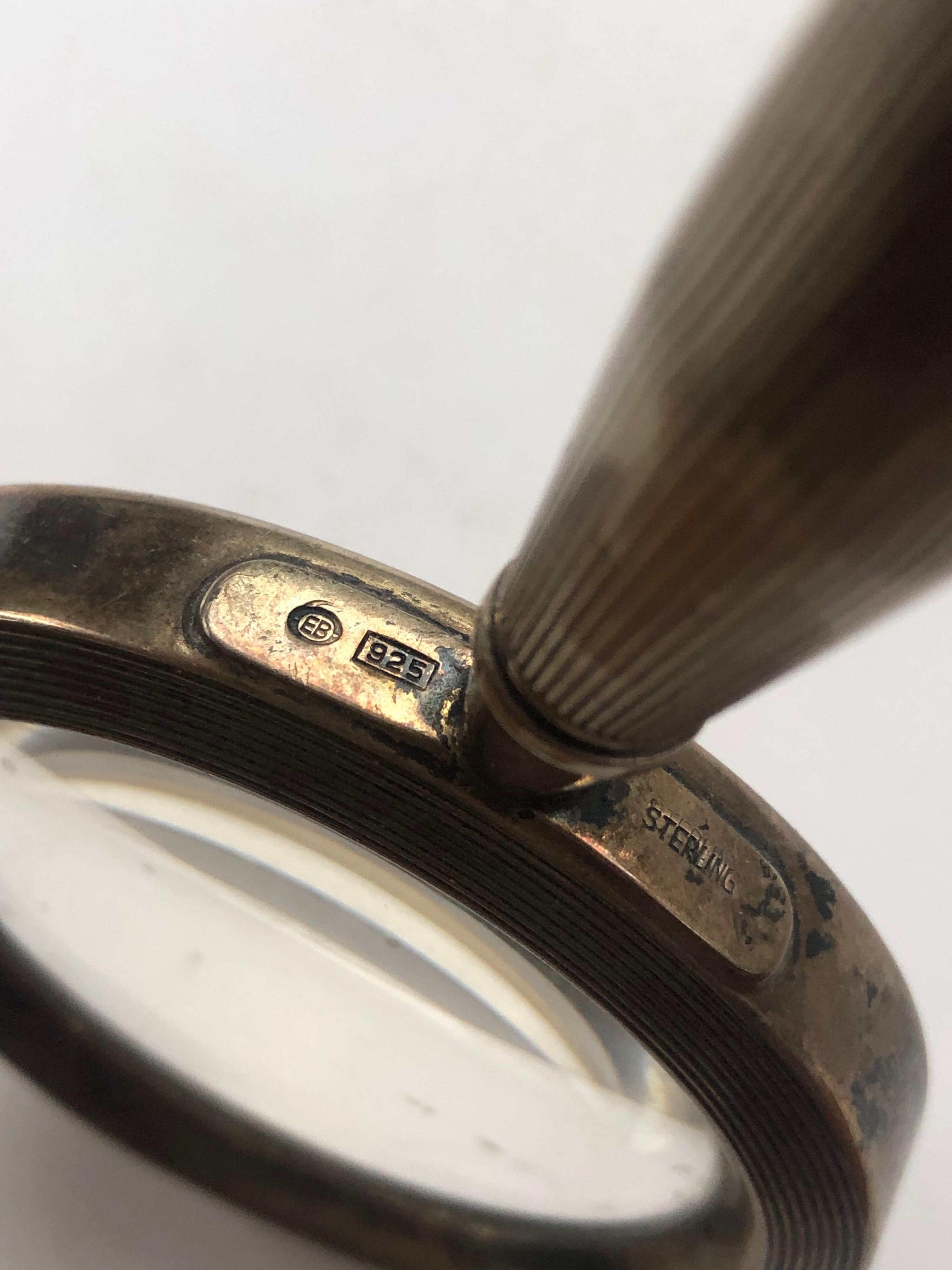 Art Deco 925 Sterling Silver Magnifying Glass Marked EB, 1977 For Sale ...
