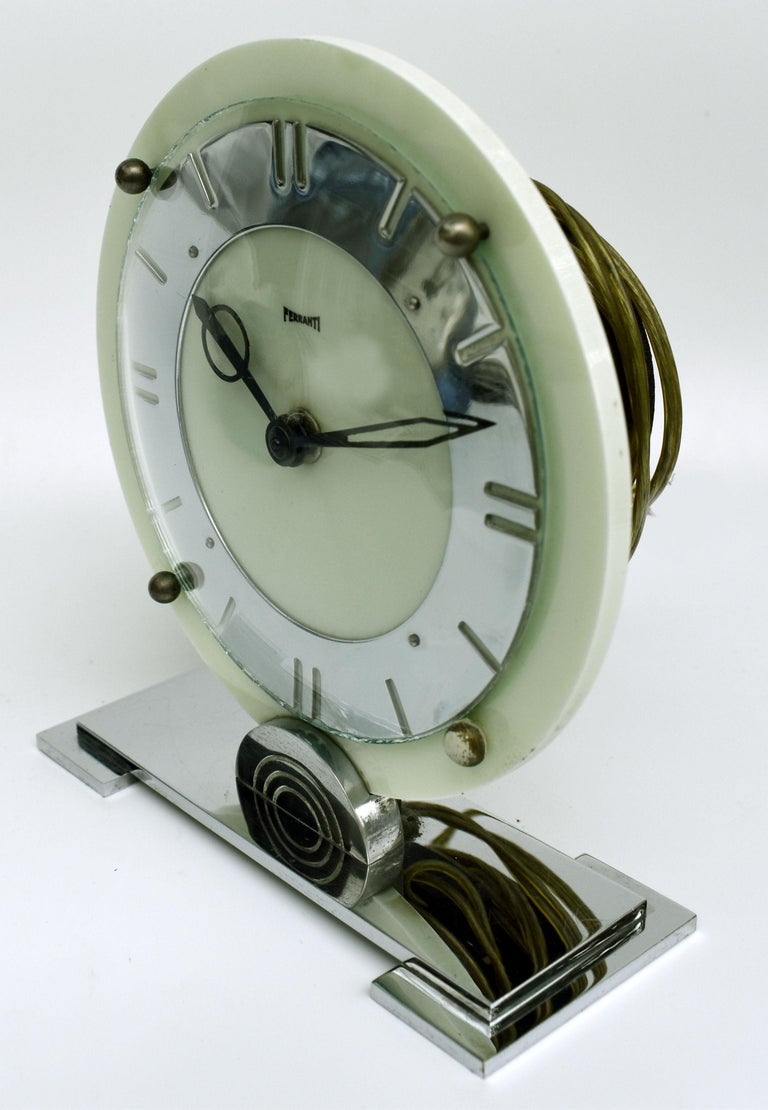 Art Deco Acrylic and Chrome Desk Electric Clock by Ferranti, England ...