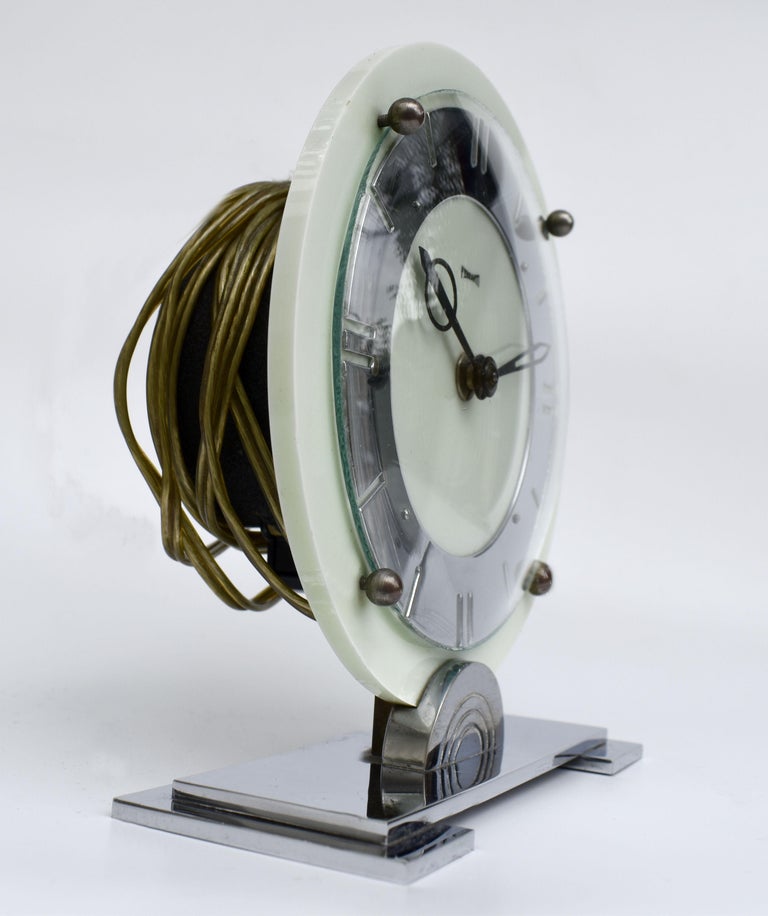 Art Deco Acrylic and Chrome Desk Electric Clock by Ferranti, England ...