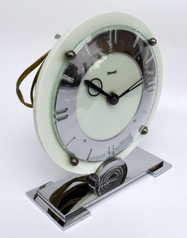 Art Deco Acrylic and Chrome Desk Electric Clock by Ferranti, England ...