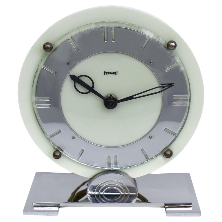 Art Deco Acrylic and Chrome Desk Electric Clock by Ferranti, England ...