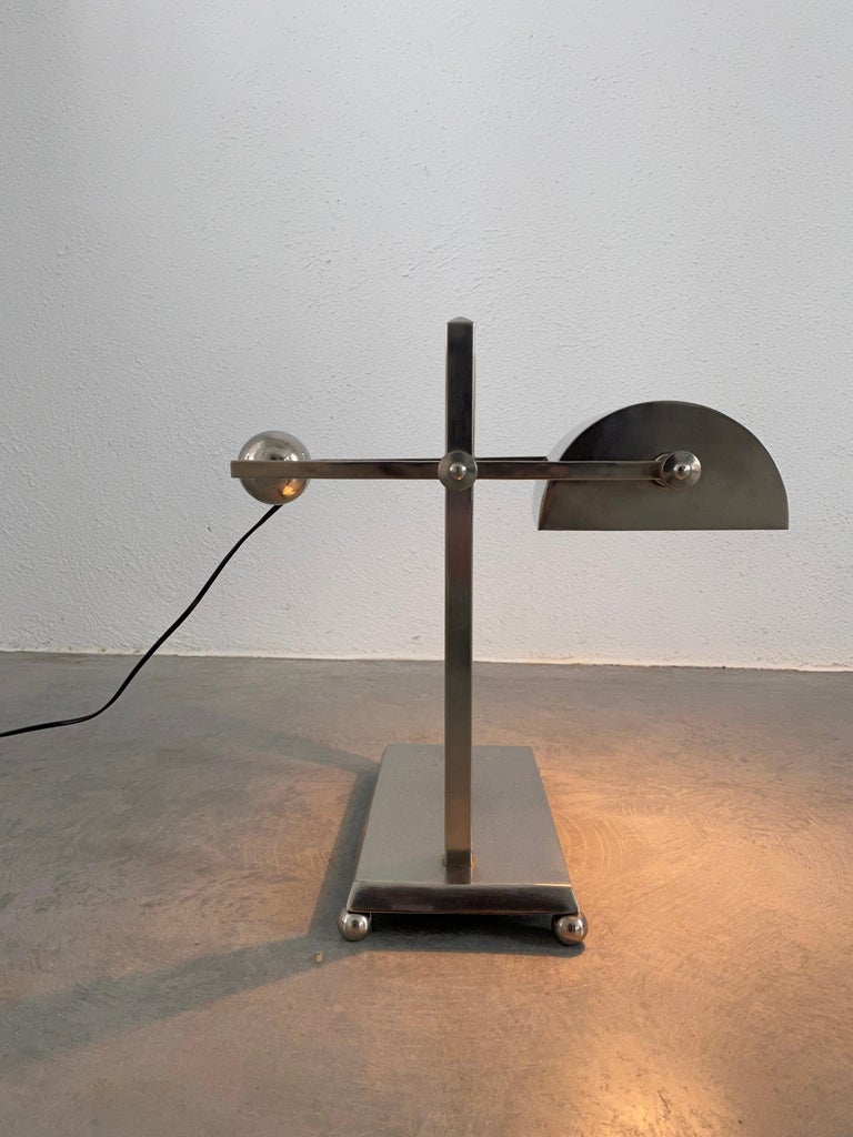 Art Deco Adjustable Counterweight Table Lamp Brass Nickel, France ...