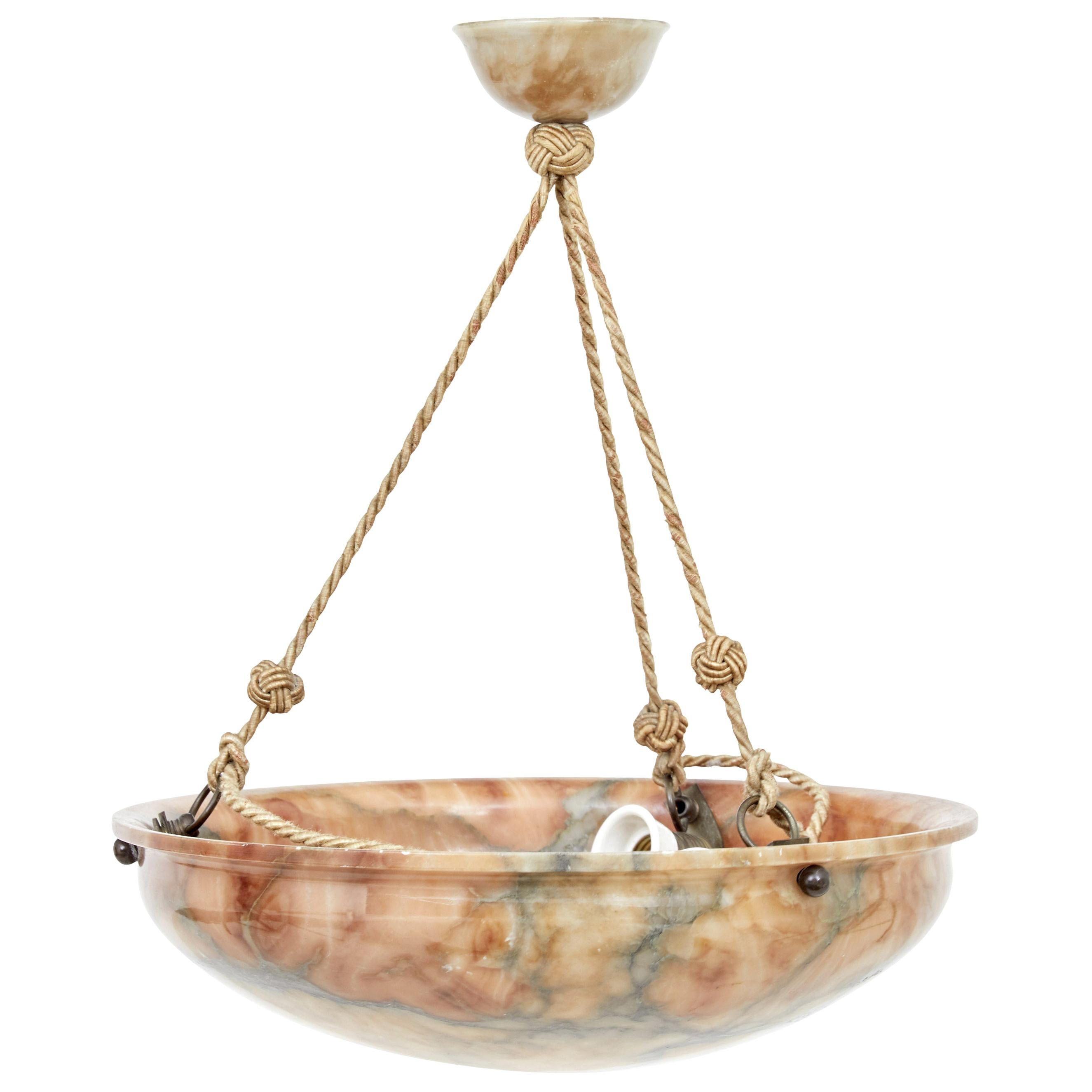 Albert Cheuret " Cactus " Art Deco Bronze and Alabaster Ceiling Light ...