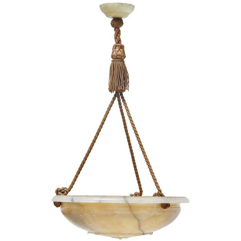 Art Deco Alabaster Hanging Ceiling Light at 1stDibs