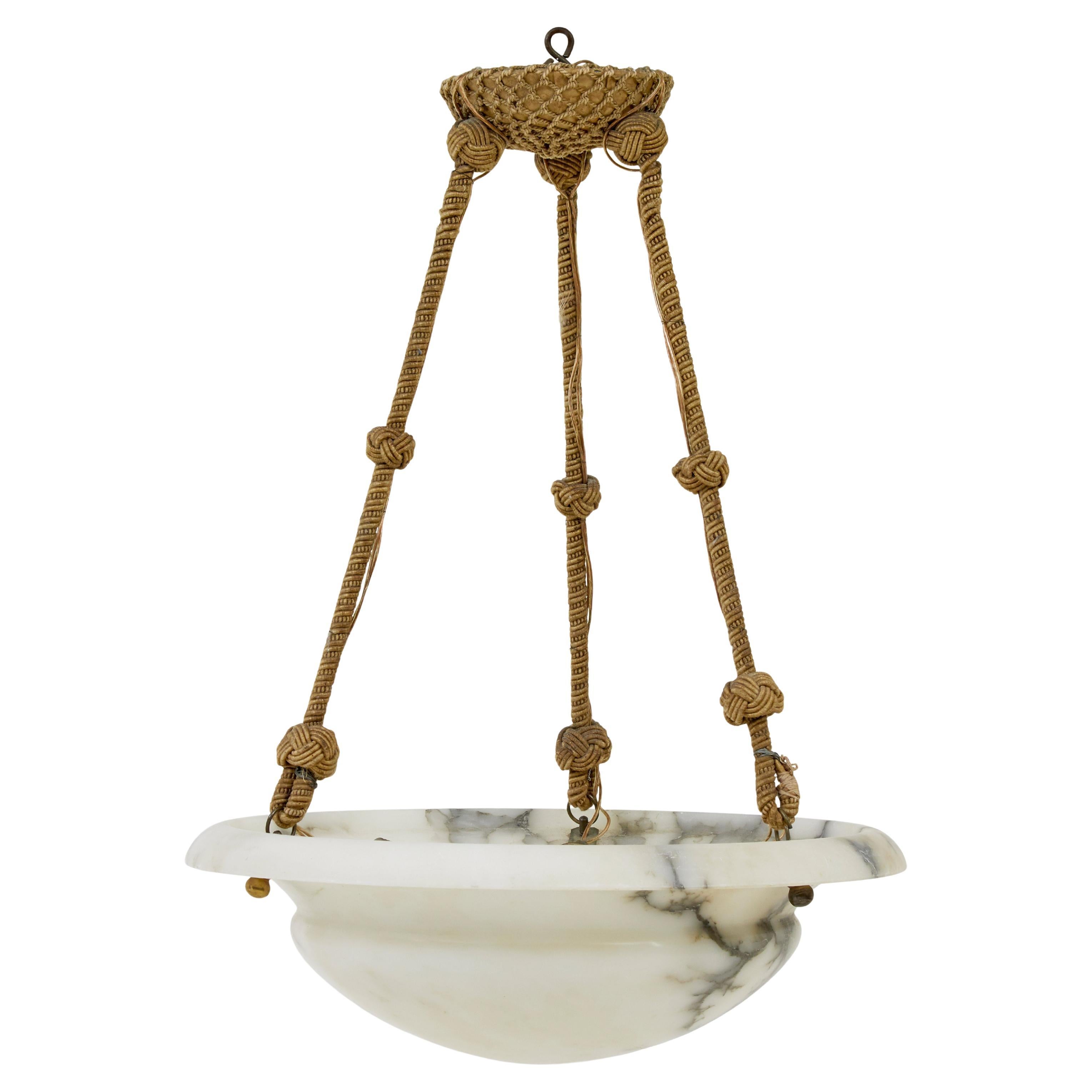 Deco Stepped Alabaster Pendant Light For Sale at 1stDibs