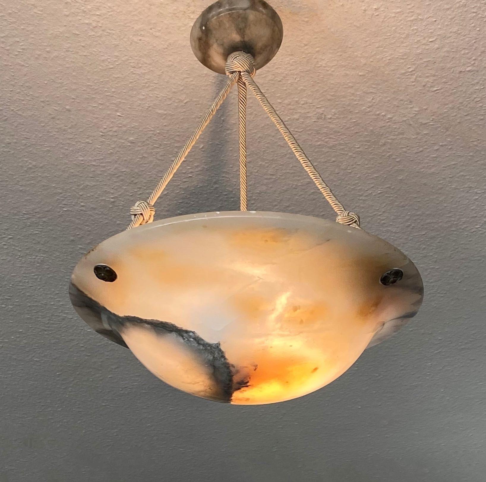 Art Deco Alabaster Pendant / Light Fixture, France, Early 20th Century ...