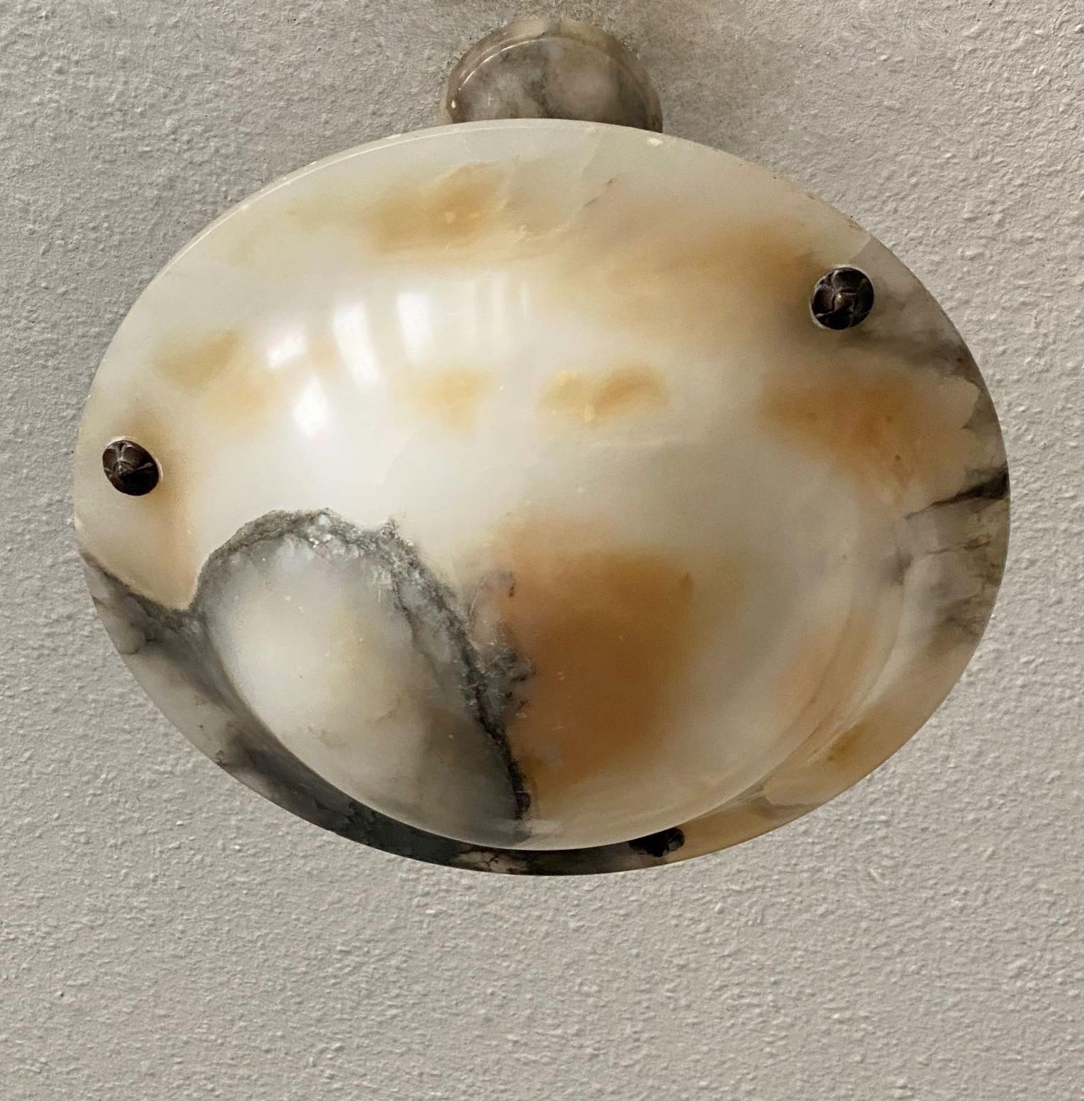 Art Deco Alabaster Pendant / Light Fixture, France, Early 20th Century ...