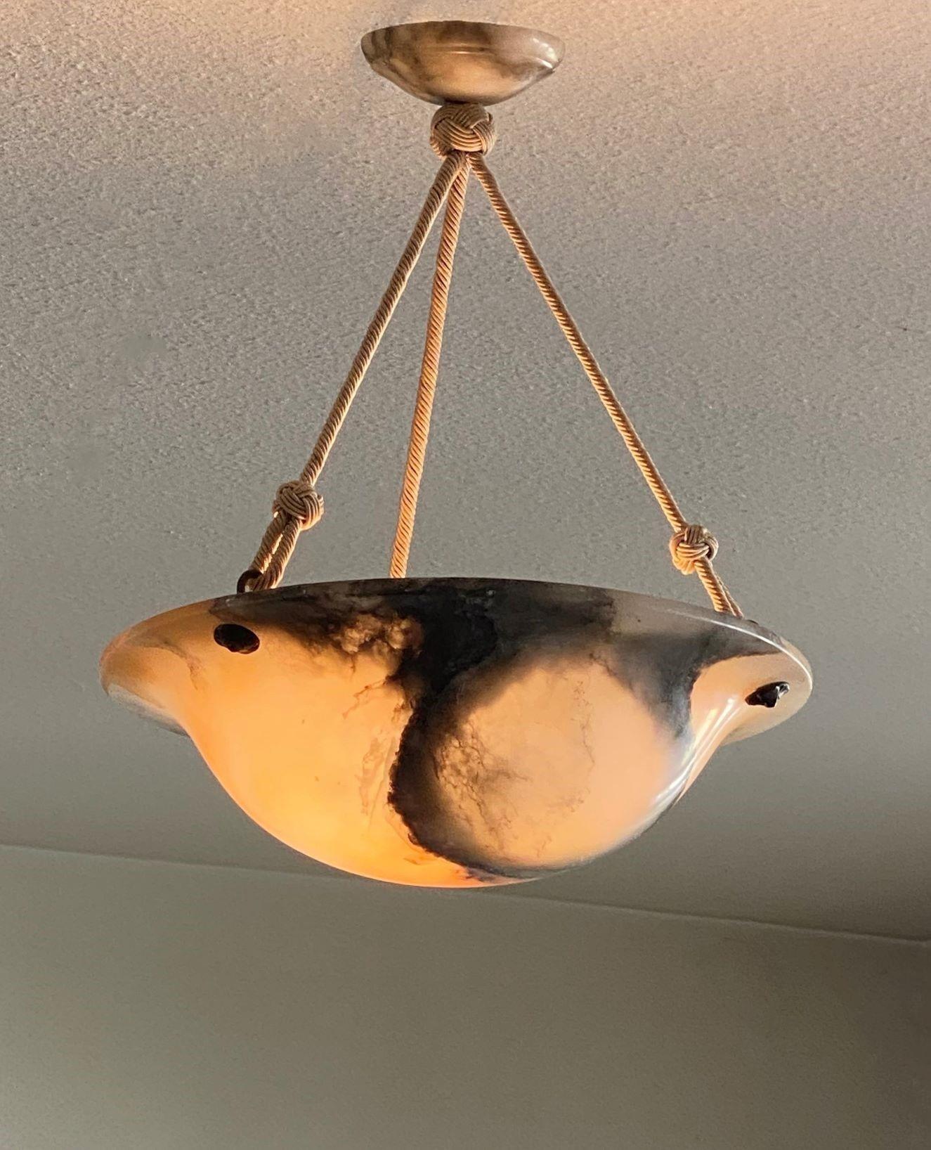 Art Deco Alabaster Pendant / Light Fixture, France, Early 20th Century ...