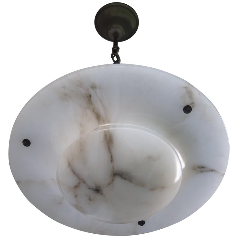 Art Deco Alabaster Pendant / Light Fixture Wonderful Shape, Early 20th Century For Sale at 1stDibs