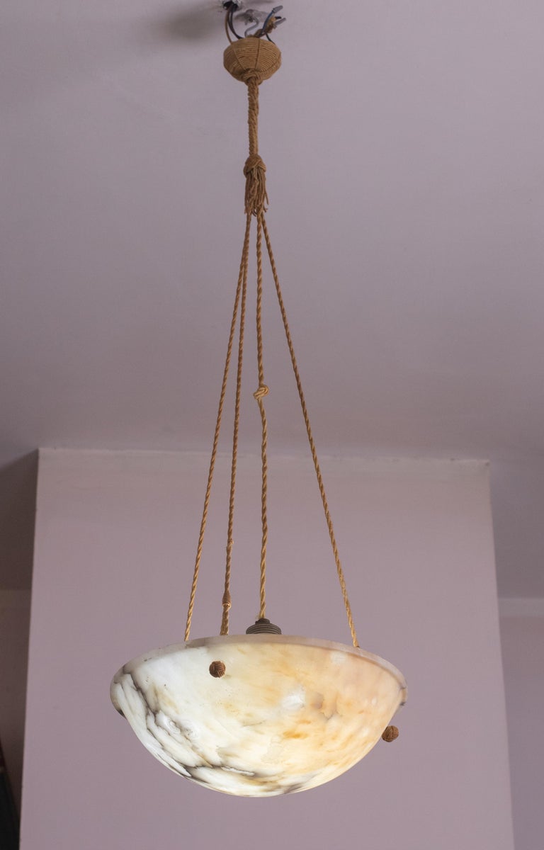 Art Deco Albaster Chandelier, 1940s For Sale at 1stDibs