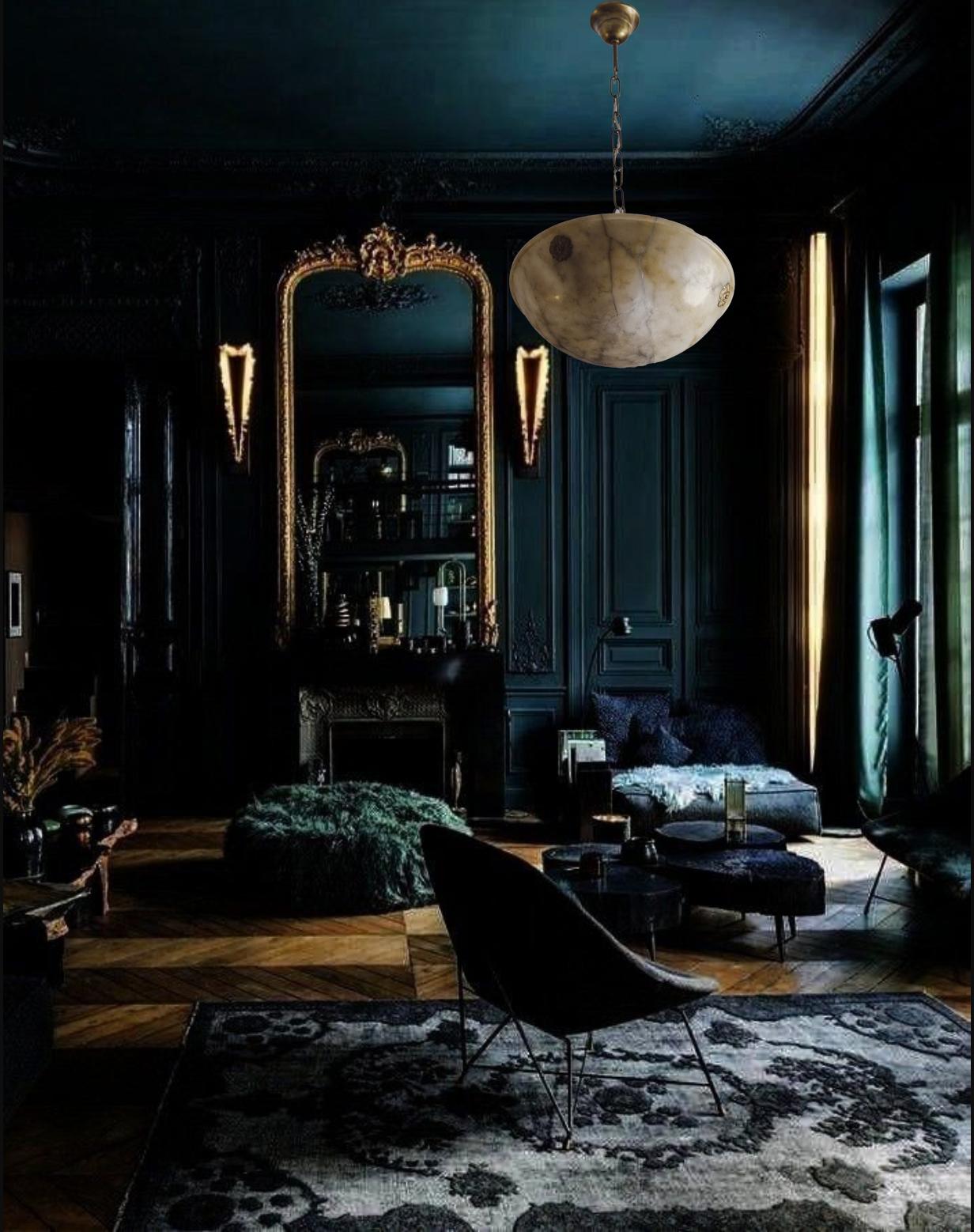 Art Deco Albaster Chandelier, 1950s at 1stDibs