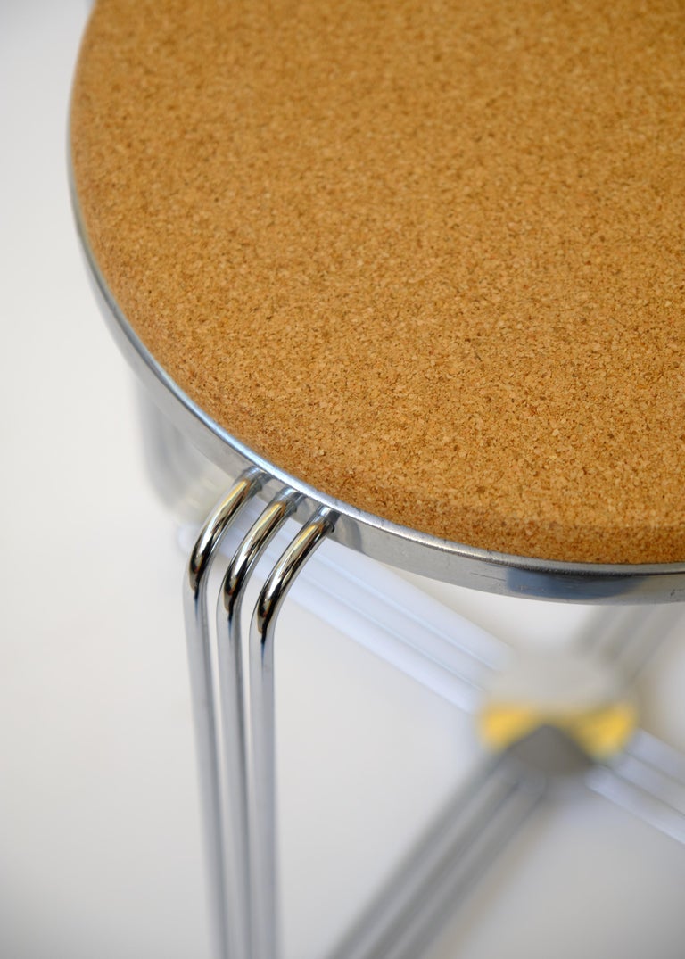 Art Deco Alpax Chrome and Cork Stool or Side Table For Sale at 1stDibs