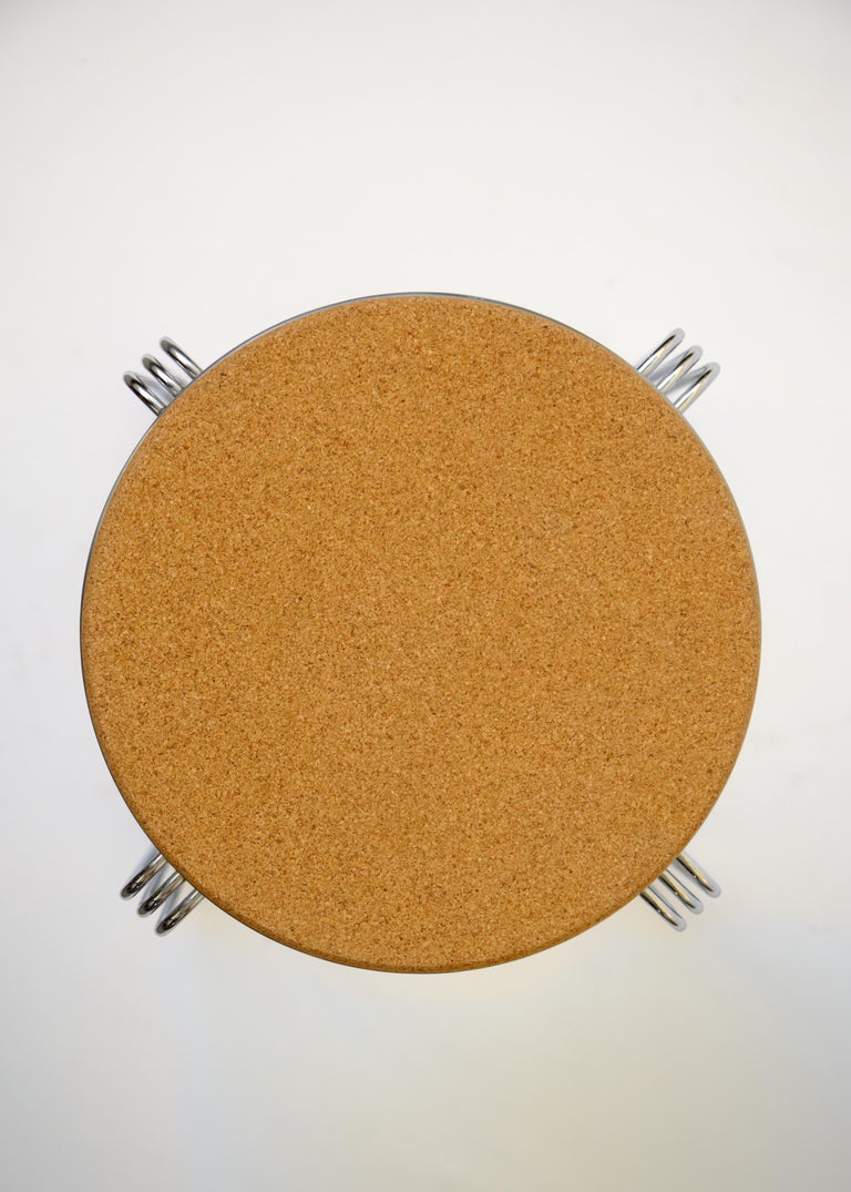 Art Deco Alpax Chrome and Cork Stool or Side Table For Sale at 1stDibs