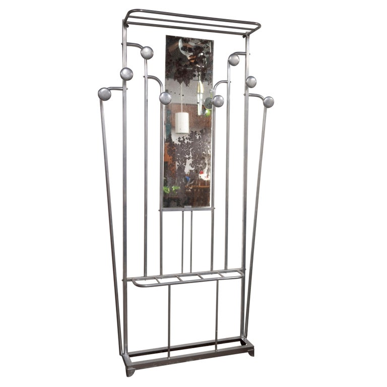 Art Deco Aluminium French Clothes Stand/ Hallway Wardrobe, 1950s For ...