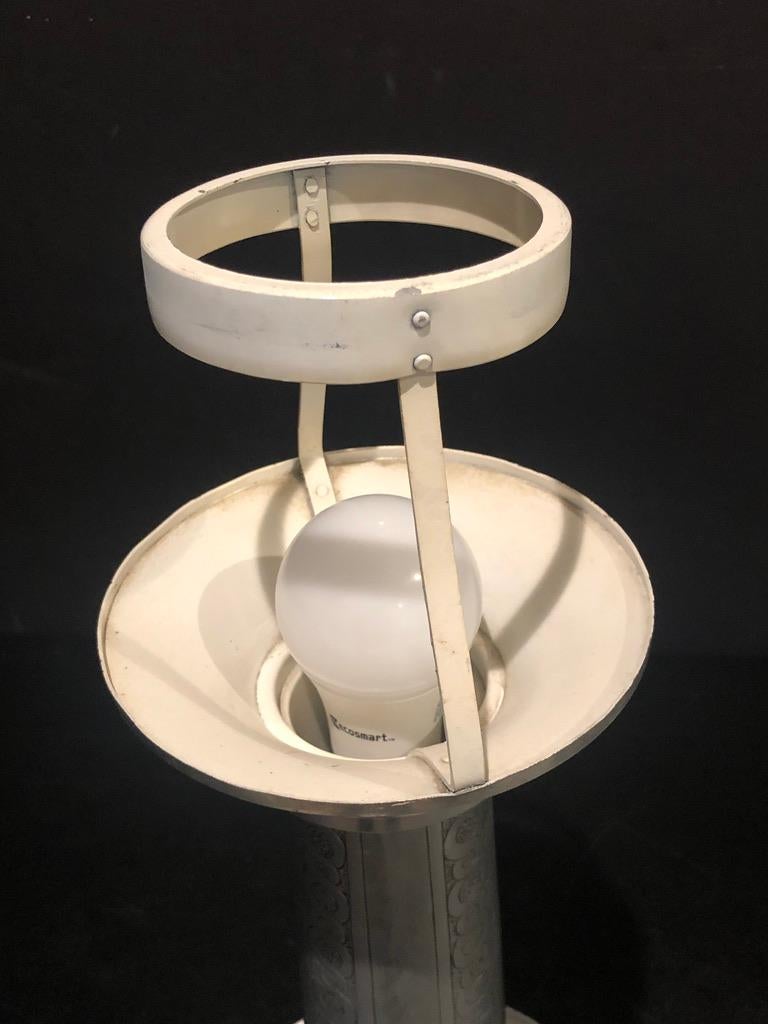 Art Deco/Machine Age Aluminum Lamp and Shade For Sale at 1stDibs