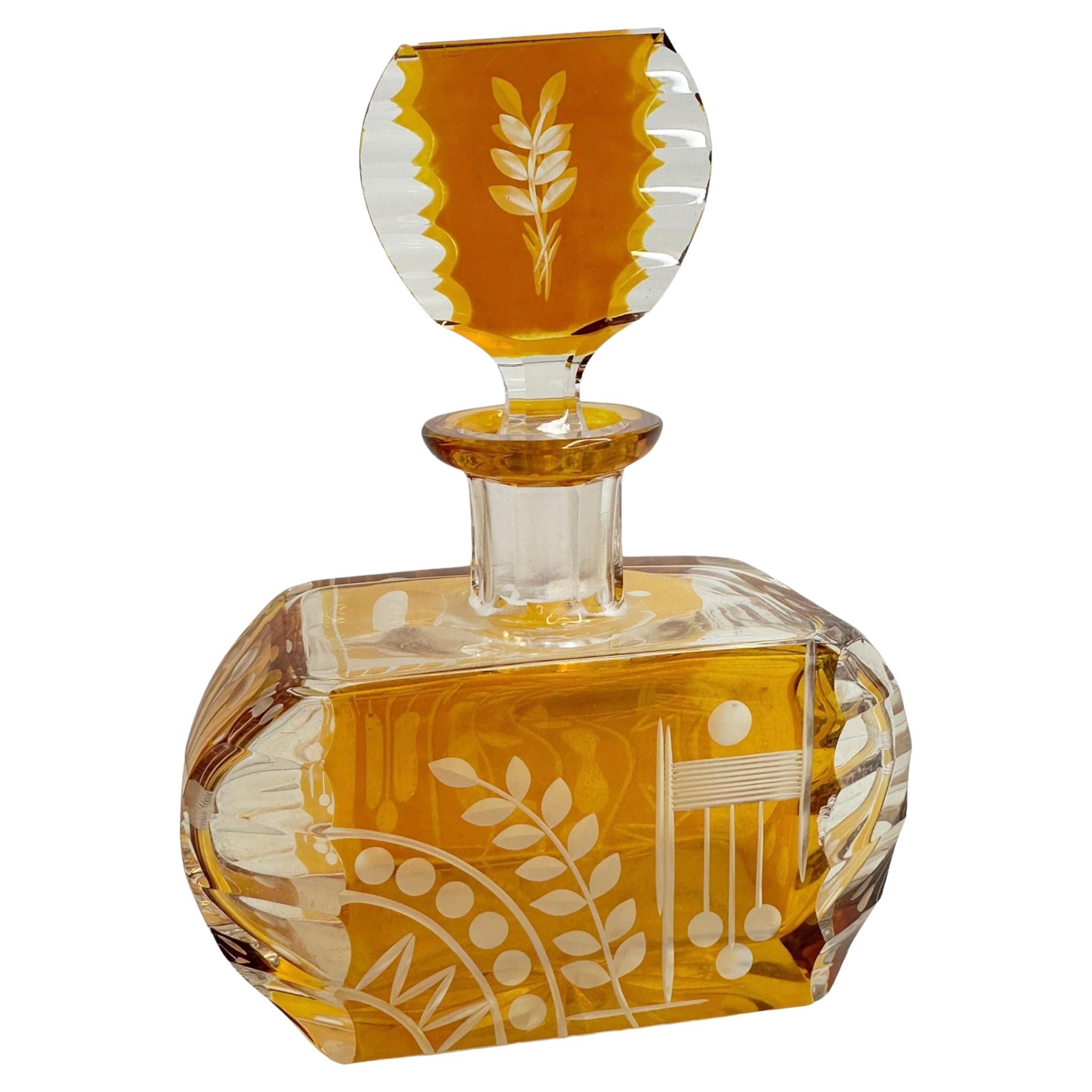 1930s Art Deco Emerald Green Italian Murano Glass Perfume Bottle at 1stDibs