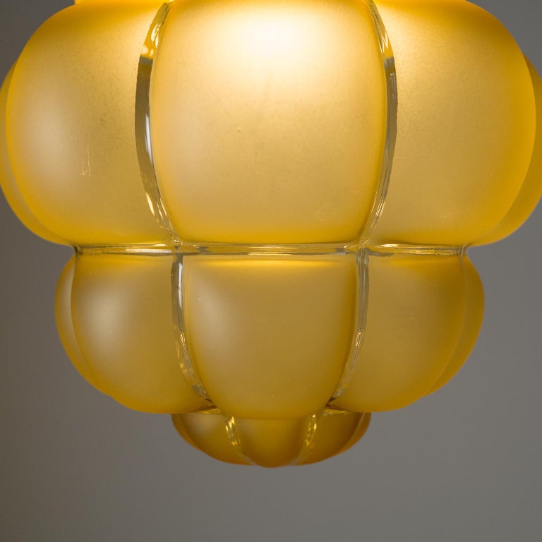 Art Deco Amber Glass and Brass Pendant, 1920s For Sale at 1stDibs