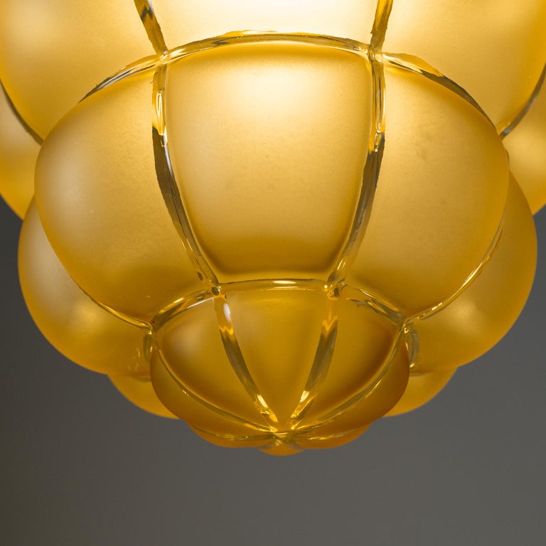 Art Deco Amber Glass and Brass Pendant, 1920s For Sale at 1stDibs