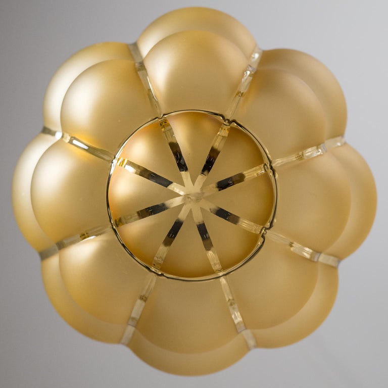 Art Deco Amber Glass and Brass Pendant, 1920s For Sale at 1stDibs