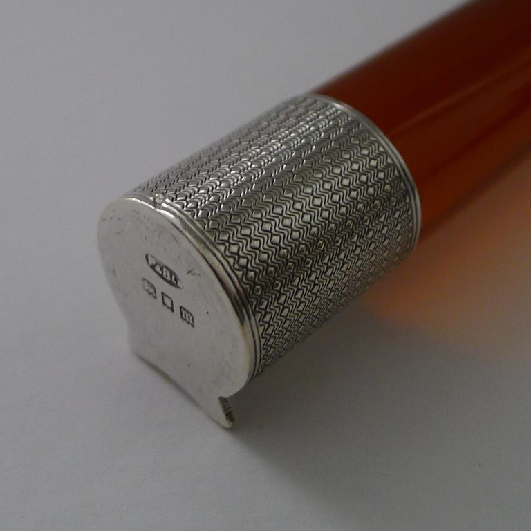 Art Deco Amber Glass and Sterling Silver Ruler, 1927 For Sale at 1stDibs