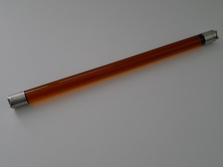 Art Deco Amber Glass and Sterling Silver Ruler, 1927 For Sale at 1stDibs