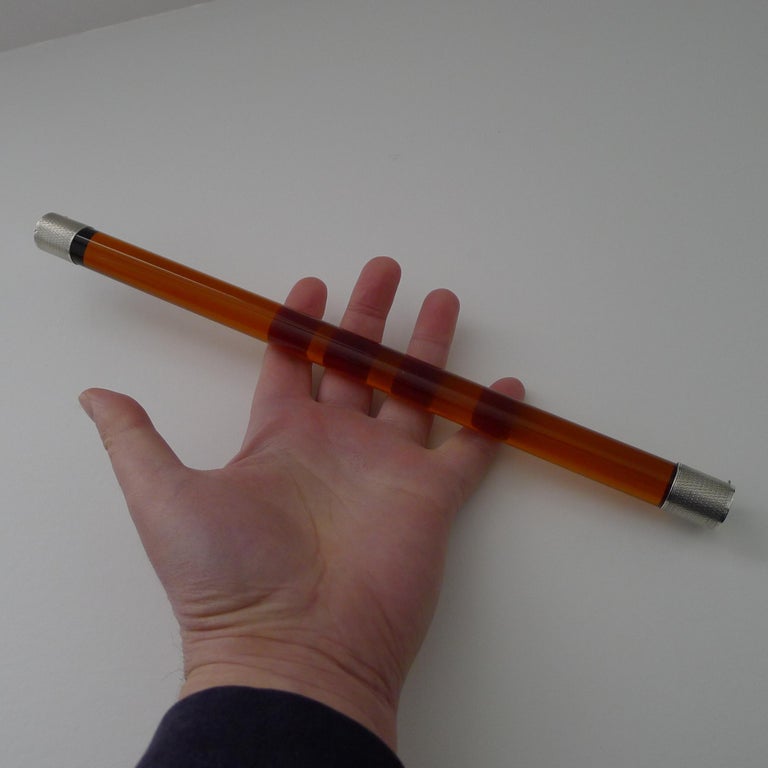 Art Deco Amber Glass and Sterling Silver Ruler, 1927 For Sale at 1stDibs