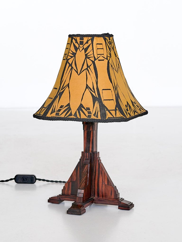 Art Deco Amsterdam School Table Lamp in Macassar Ebony, Netherlands ...