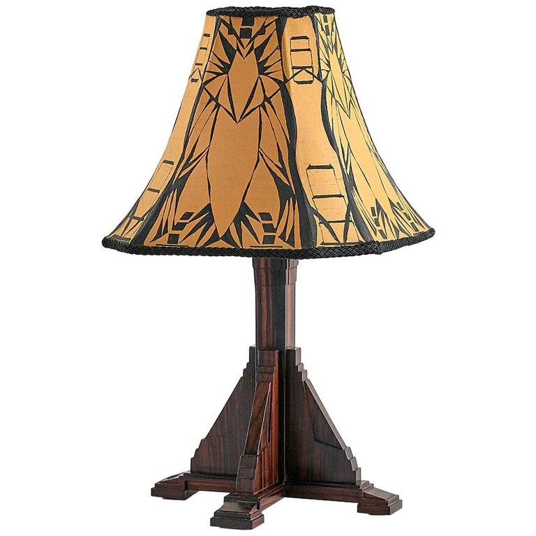 Art Deco Amsterdam School Table Lamp in Macassar Ebony, Netherlands ...
