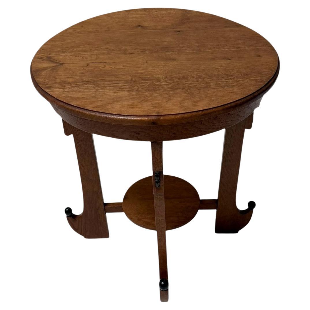 1920s Amsterdam School Deco Oak Side Table with Two-Tiered Design For ...