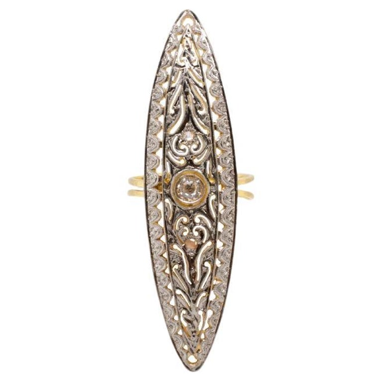 Art Deco Antique Promise Ring Yellow and White Gold Diamond Ring For ...