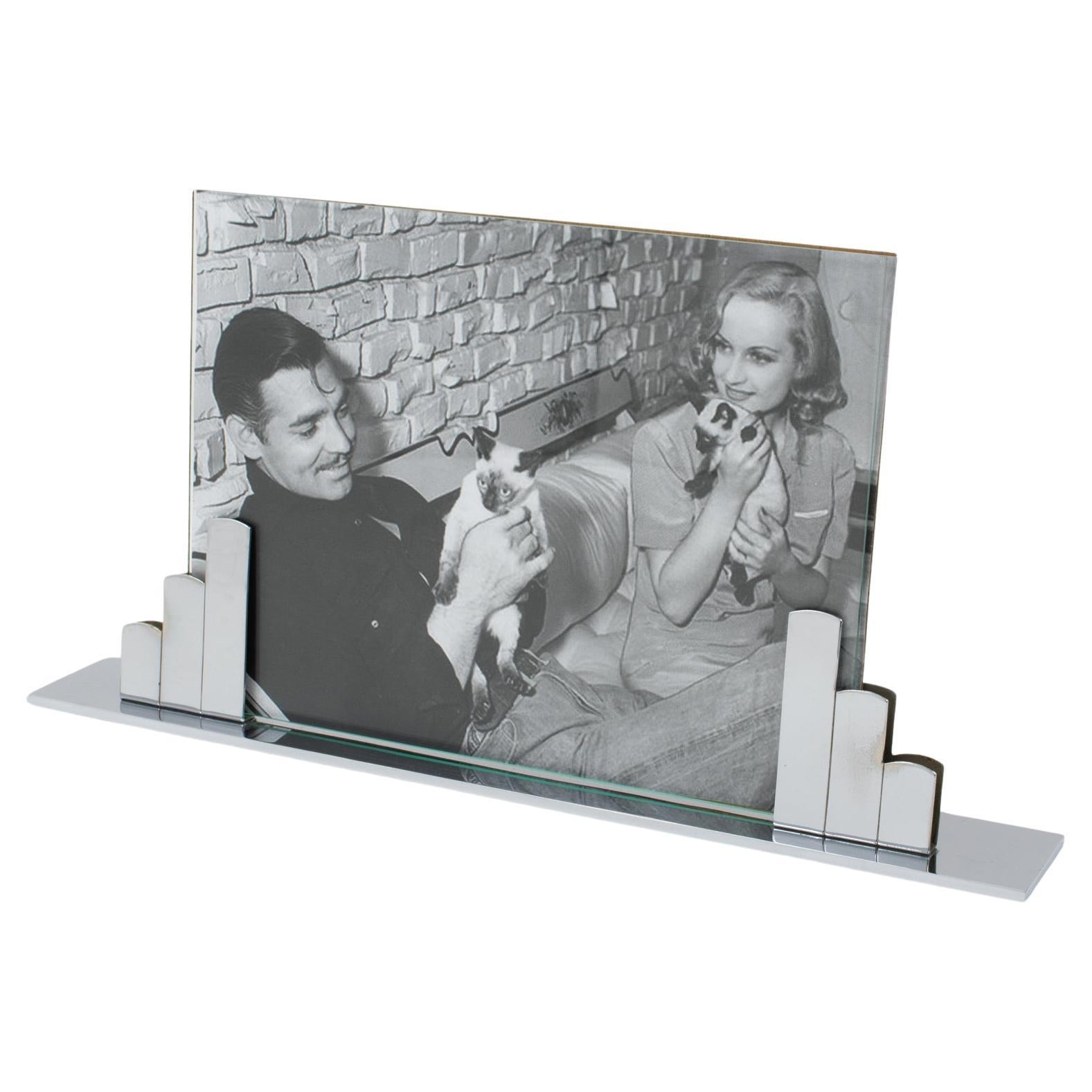 Art Deco Machine Age Chrome and Black Bakelite Picture Frame by Dura ...