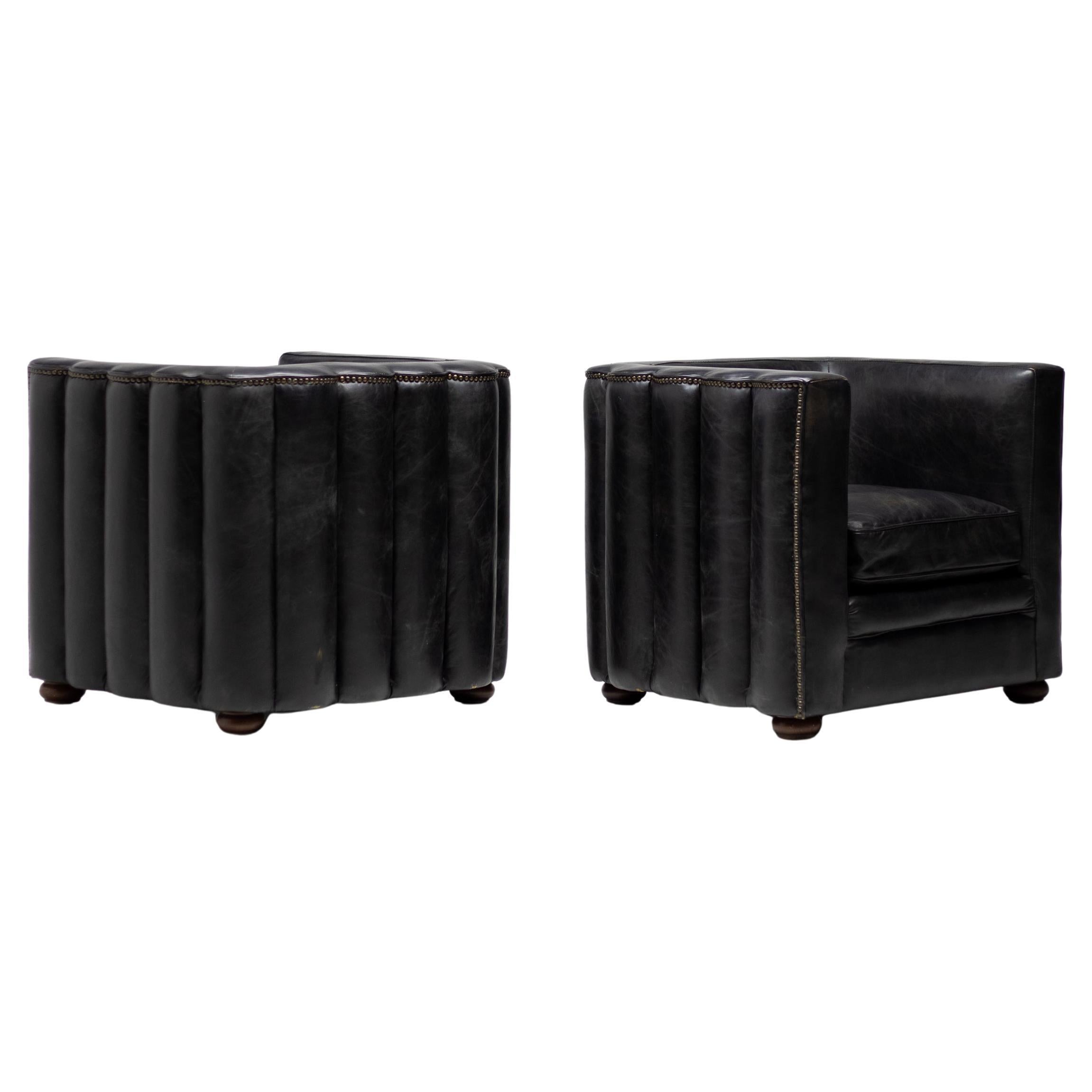 1940s Art Deco Hollywood Scroll-Arm Channel-Back Club Chair in Platinum ...