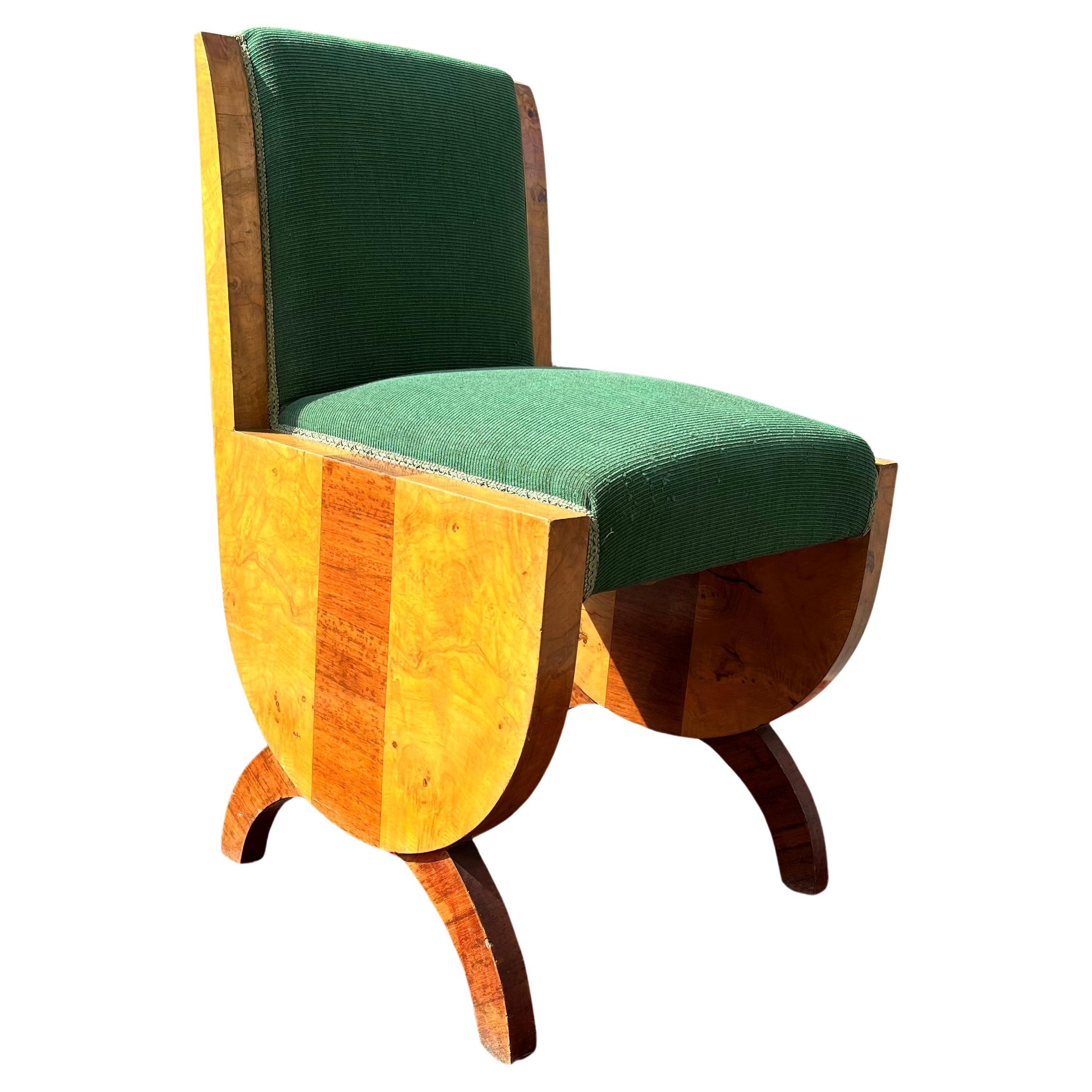 Cubist Art Deco Armchair in Vermilion Mohair Velvet and Maple, Belgium ...