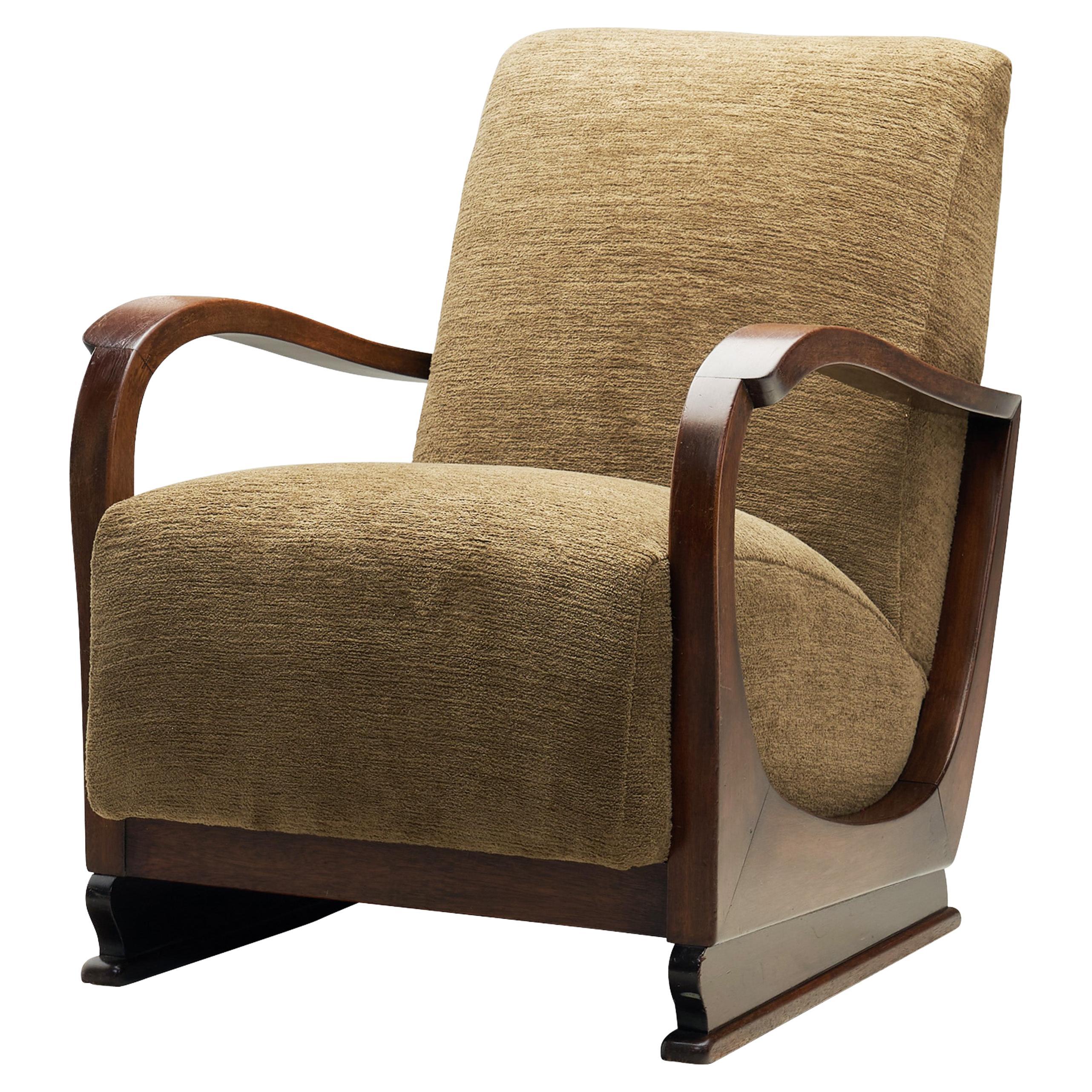 Art Deco Armchair with a Sculptural Frame, Europe 1930s For Sale at 1stDibs